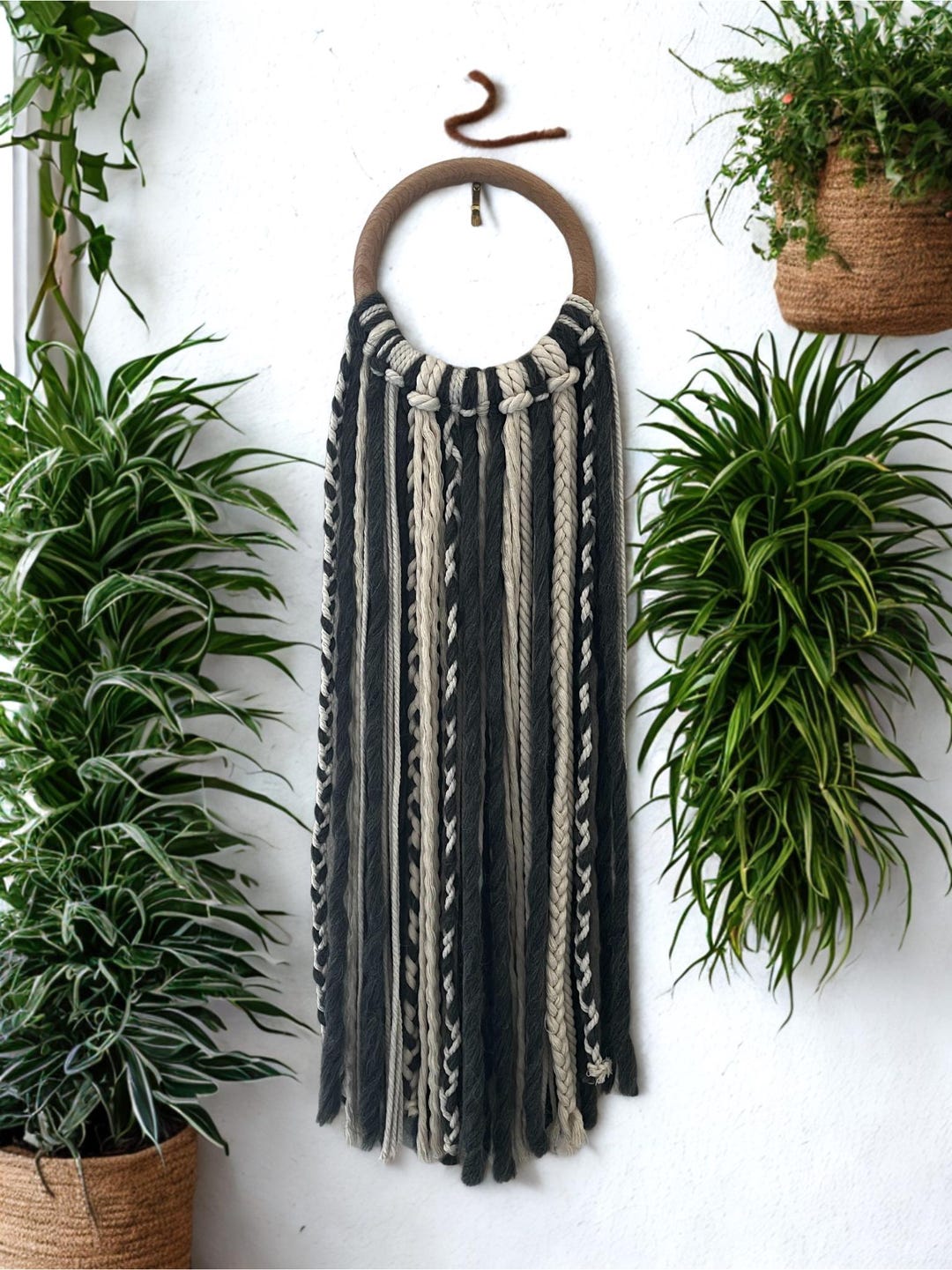 Handwoven Boho Wall Hanging – Natural Fibers & Angora Wool, Macramé ...