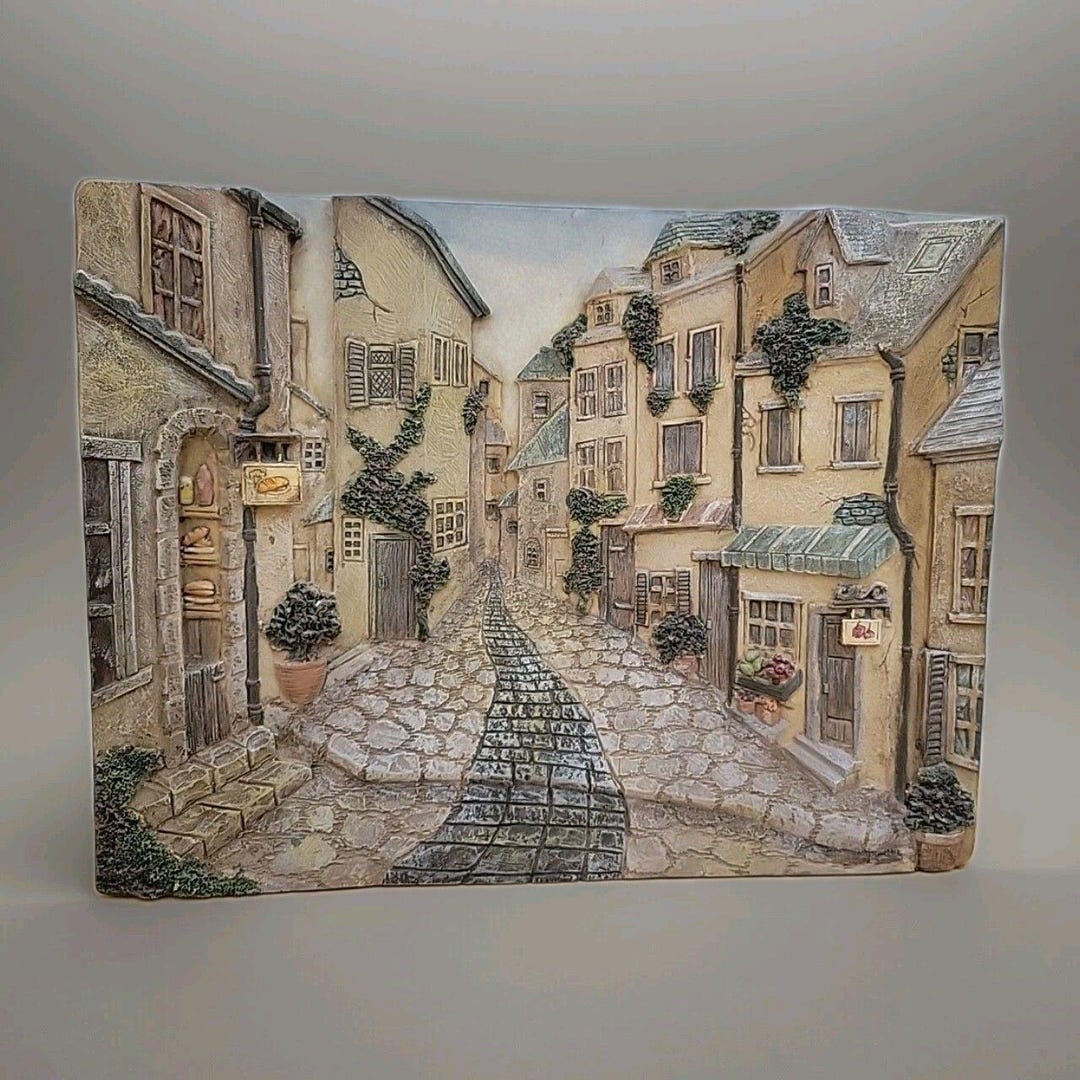 VTG 3D Charming Street Store Front Scene of Italy Resin Wall Plaque ...