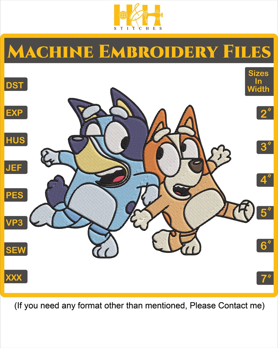 Bluey and Bingo Embroidery Design, Bluey Embroidery and Bingo ...