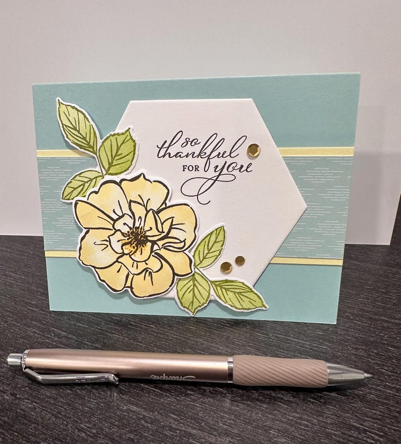 So Thankful for You Card, Stampin up Card, Yellow Wild Rose, Thank You ...