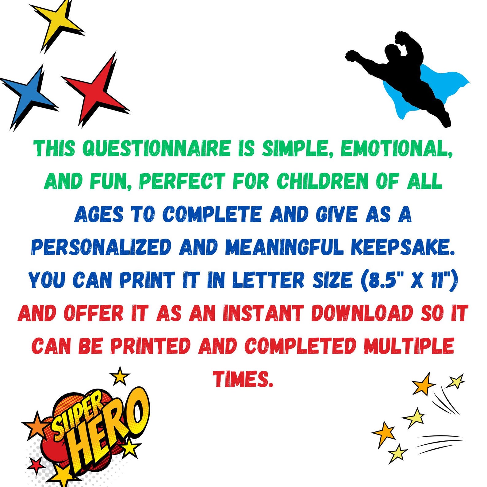 Father’s Day Questionnaire PDF – My Dad, My Hero – Printable Instant ...