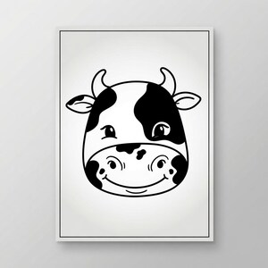 Kawaii Cow Face SVG Clipart | Farm Animal Cut File (digital Download ...