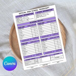 Authentic Look! Fillable Printable High School Transcript Template, Homeschool Transcript ...