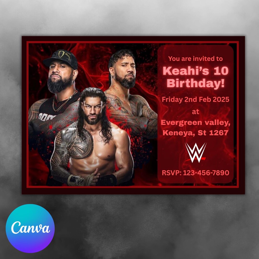 Wrestling Birthday Invitation - Superstar Birthday - Digital Fully ...
