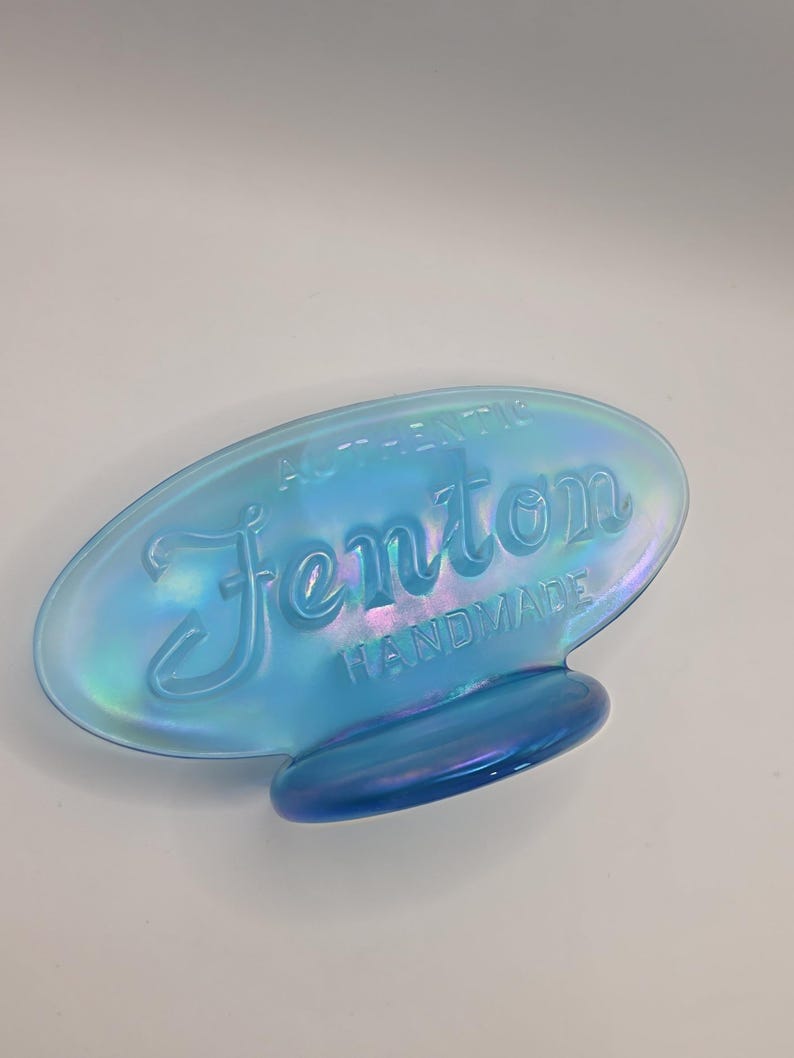 Vintage Fenton Dealer Display Logo Blue Iridescent Carnival Glass - Etsy