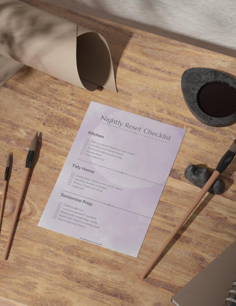 Nightly Reset Checklist Printable | Evening Cleaning | Prep Routine ...