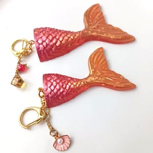 Mermaid Koi Fish Keychain Epoxy Resin Backpack Charm Purse Accessory ...