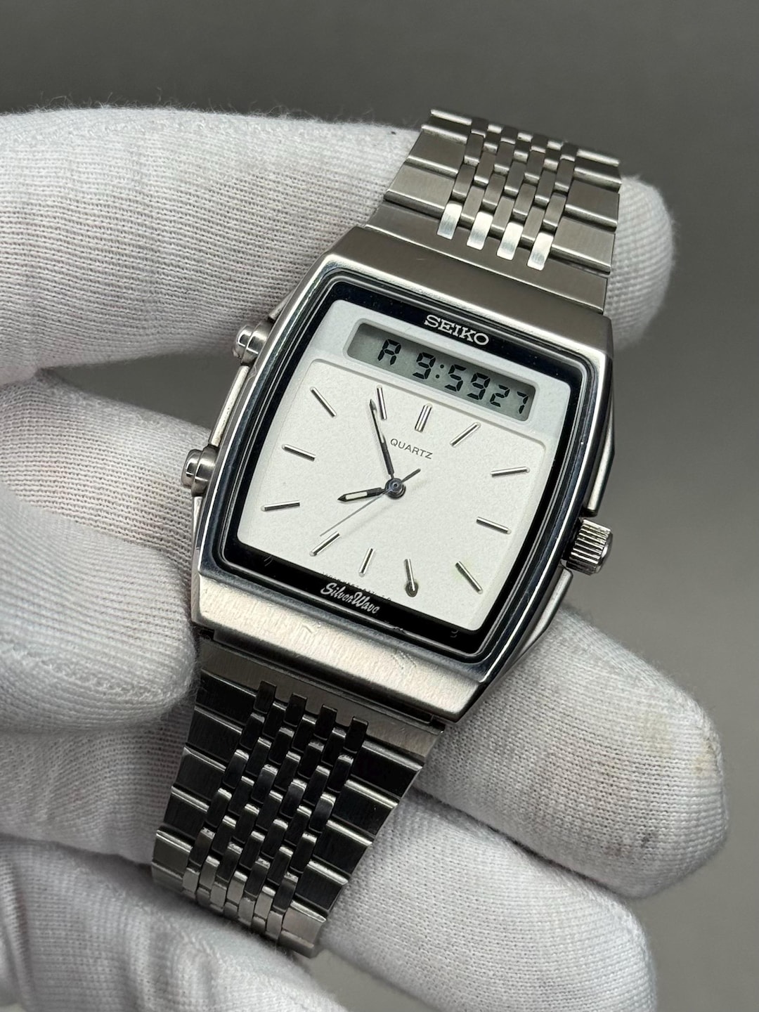 Vintage SEIKO Silver Wave H557-524A Ana-digi Quartz | JDM Diver Style ...