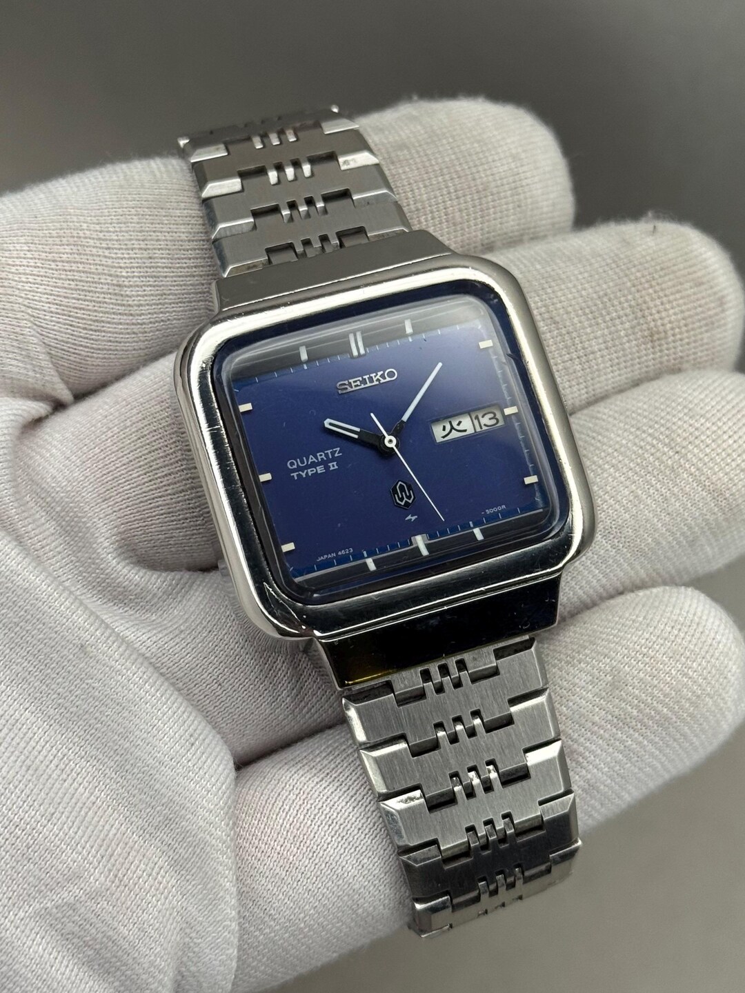 Rare Seiko Type II 4623-5000 Quartz TV Shape Dial Japanese Blue Men's ...