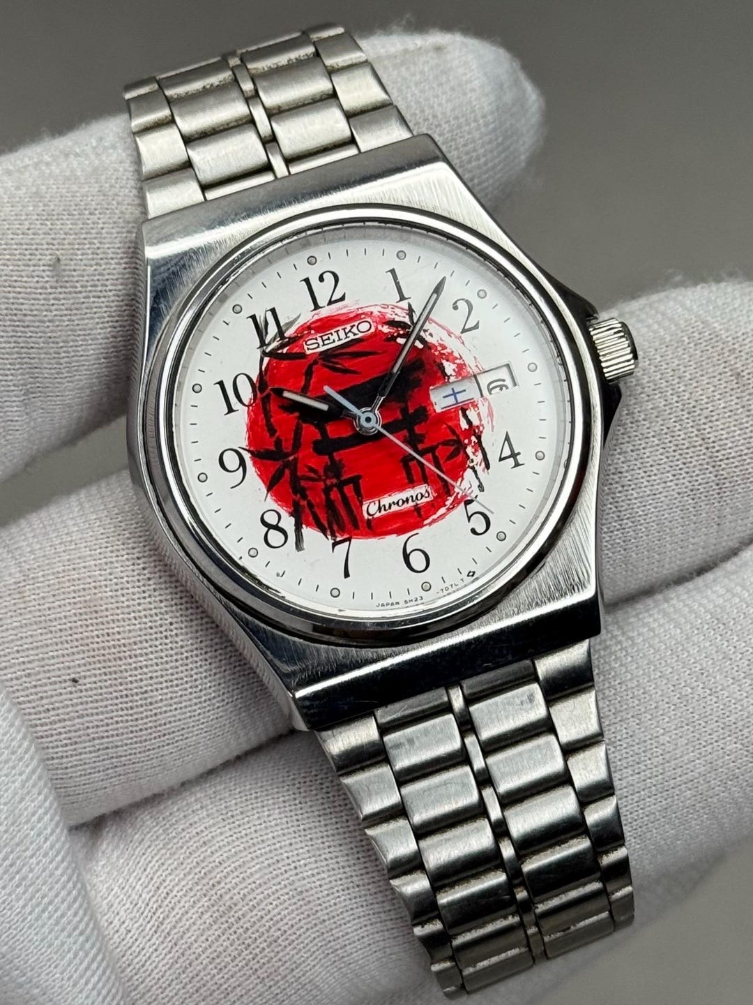 Vintage Seiko Chronos 5H23-7020 Japanese Sunset Hand Painted Watch ...