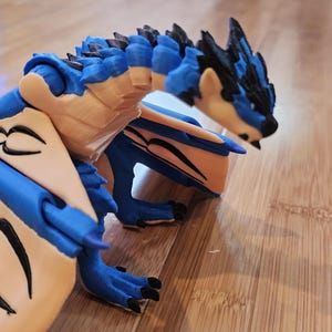 Rathalos Articulated 3D Print - Monster Hunter Inspired - Red and Blue ...