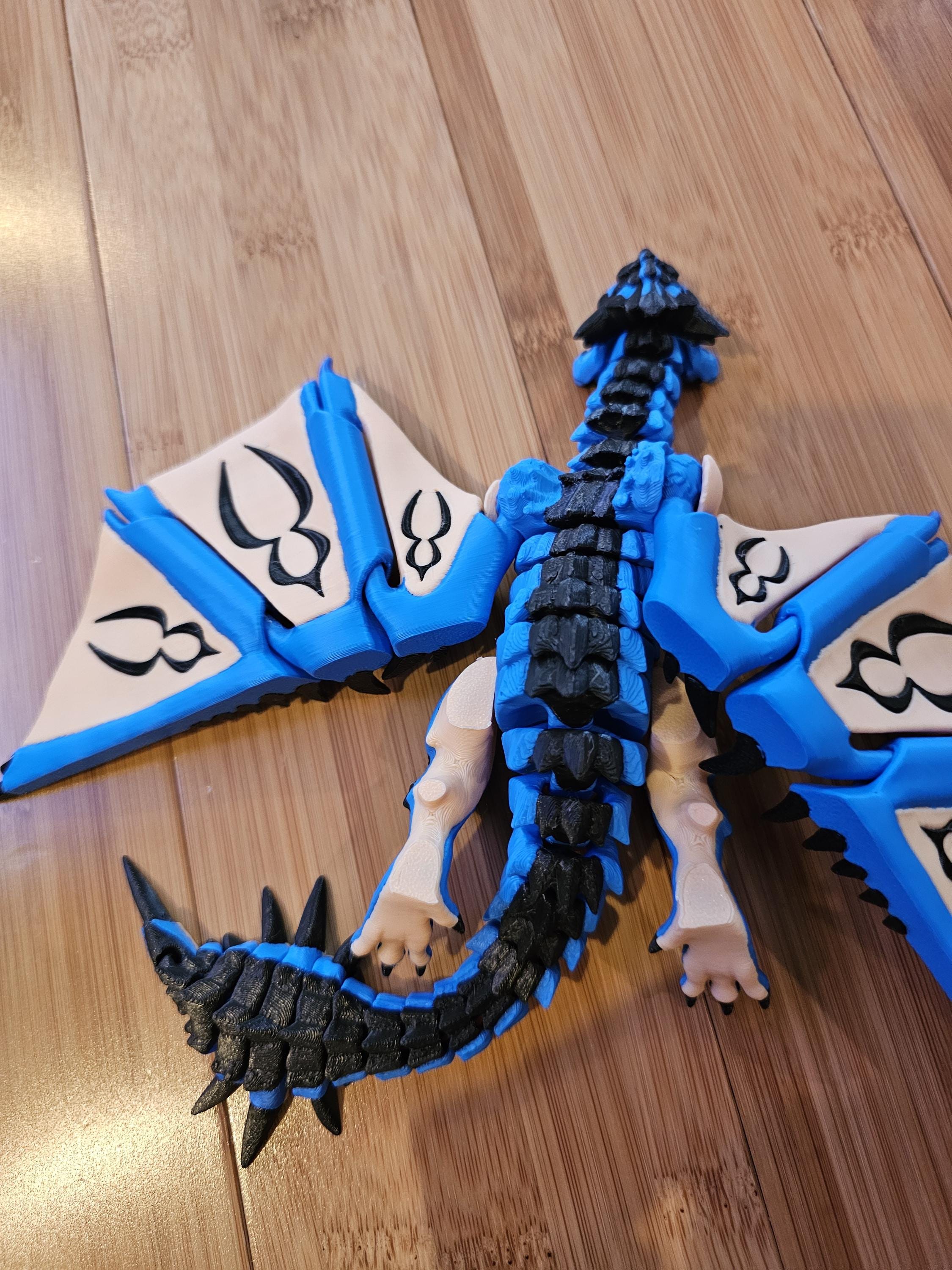 Rathalos Articulated 3D Print - Monster Hunter Inspired - Red and Blue ...