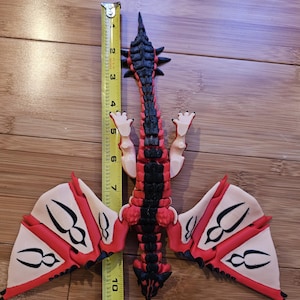 Rathalos Articulated 3D Print - Monster Hunter Inspired - Red and Blue ...