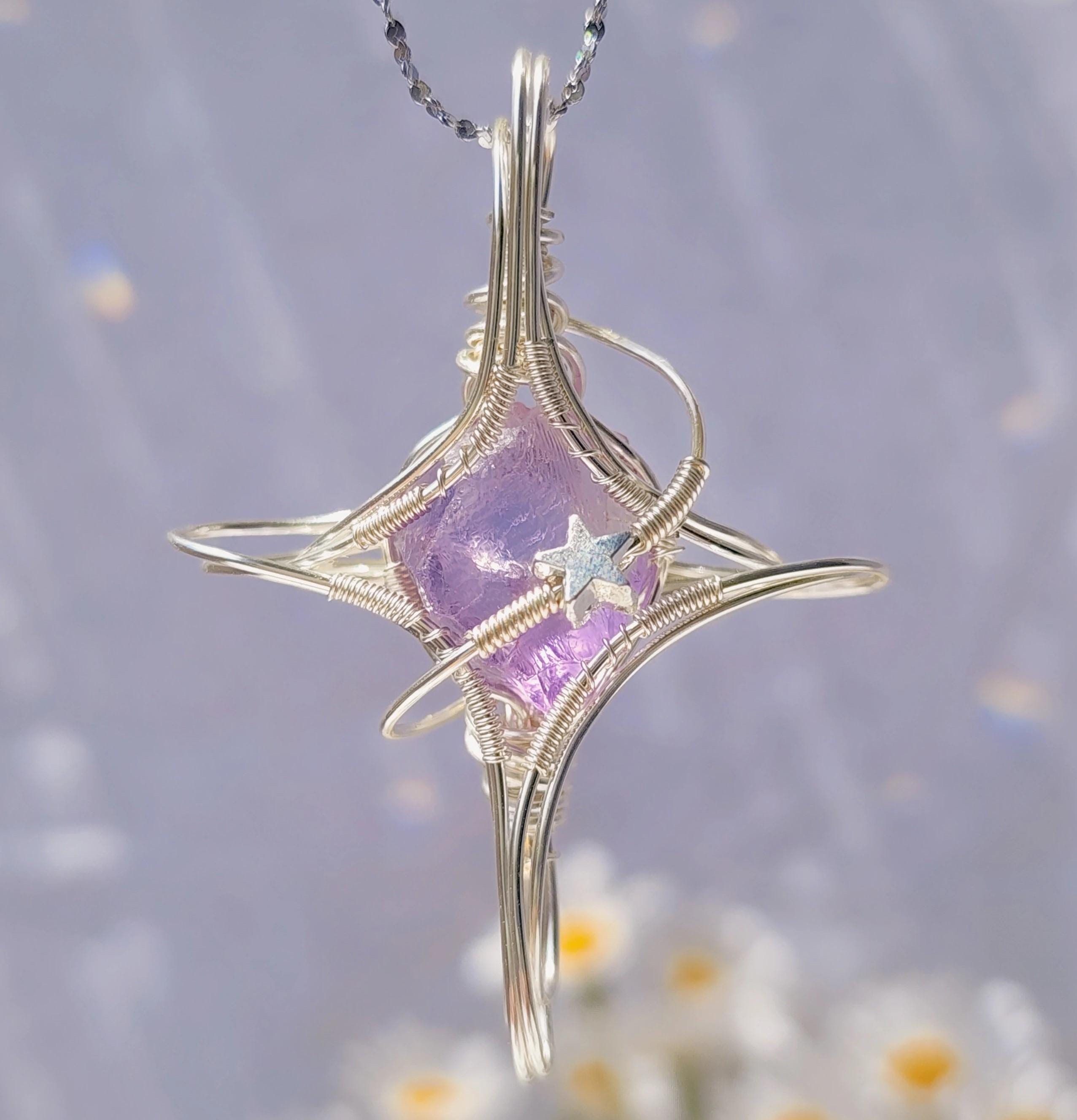 Handmade Blue Serenity Star Pendant: Wire-wrapped Silverlight Dream ...