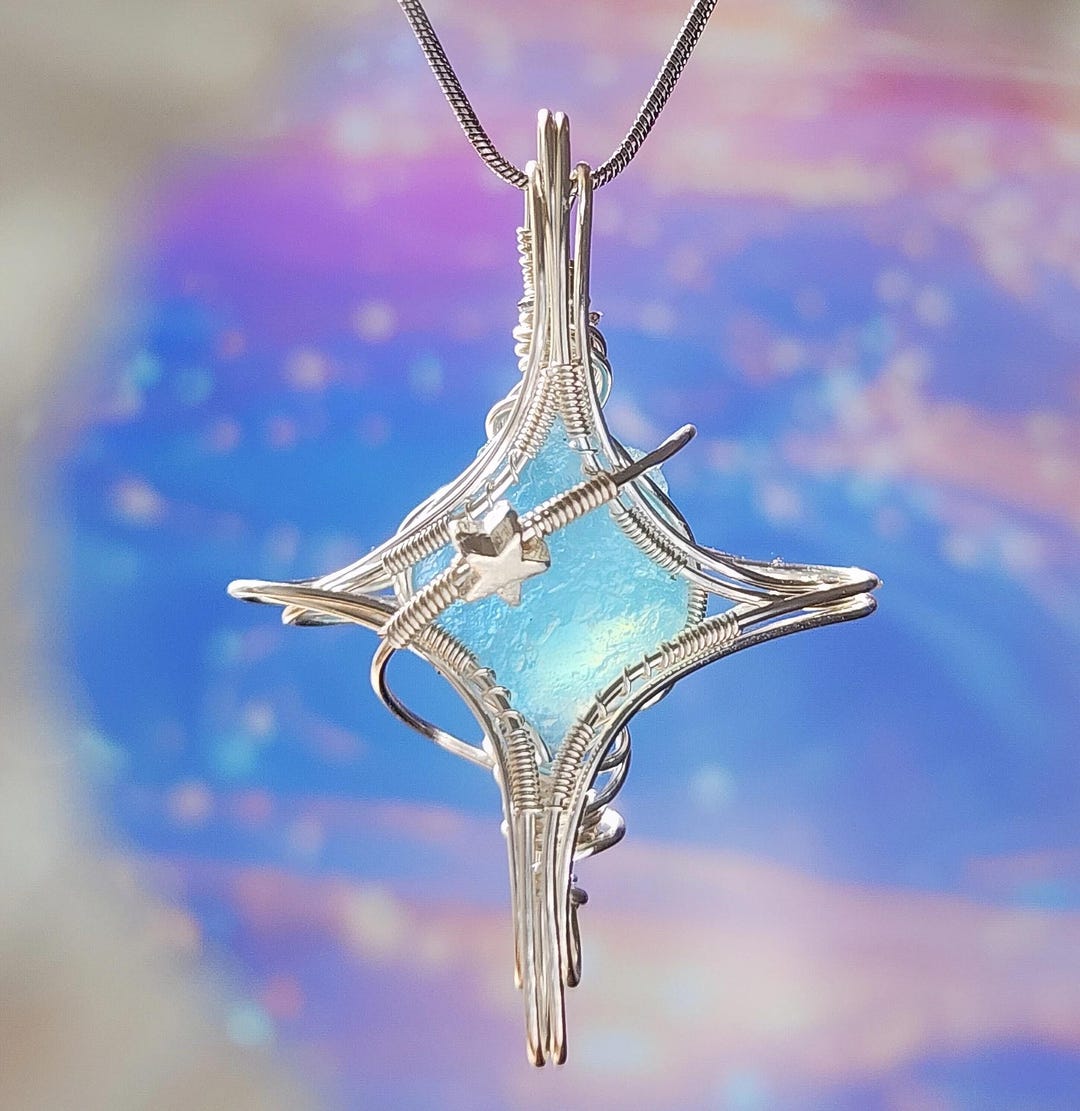 Handmade Blue Serenity Star Pendant: Wire-wrapped Silverlight Dream ...