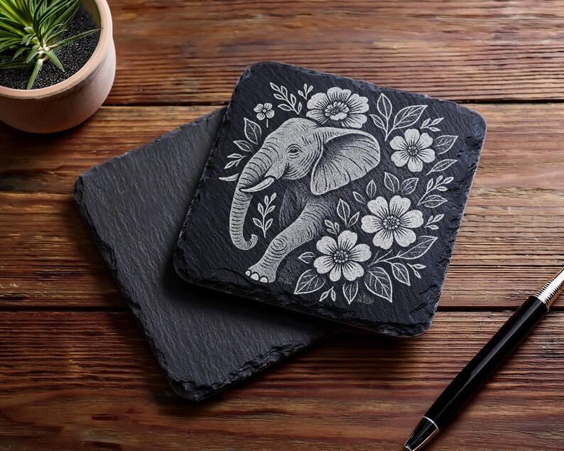 4 Elephant Slate Laser Files PNG for Engraving Digital Download ...