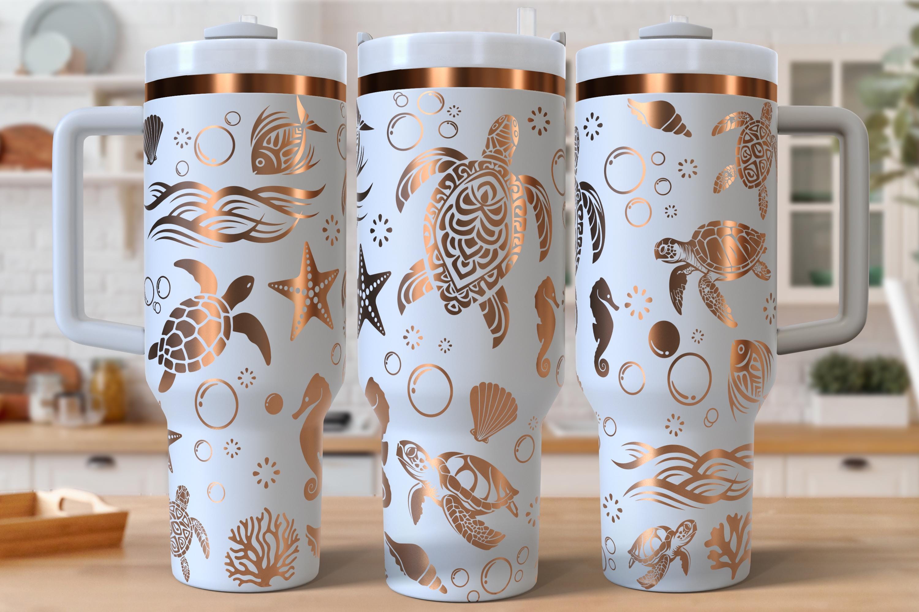 Sea Animals Laser Engraved Full Wrap Design for 40oz Tumbler, Digital ...