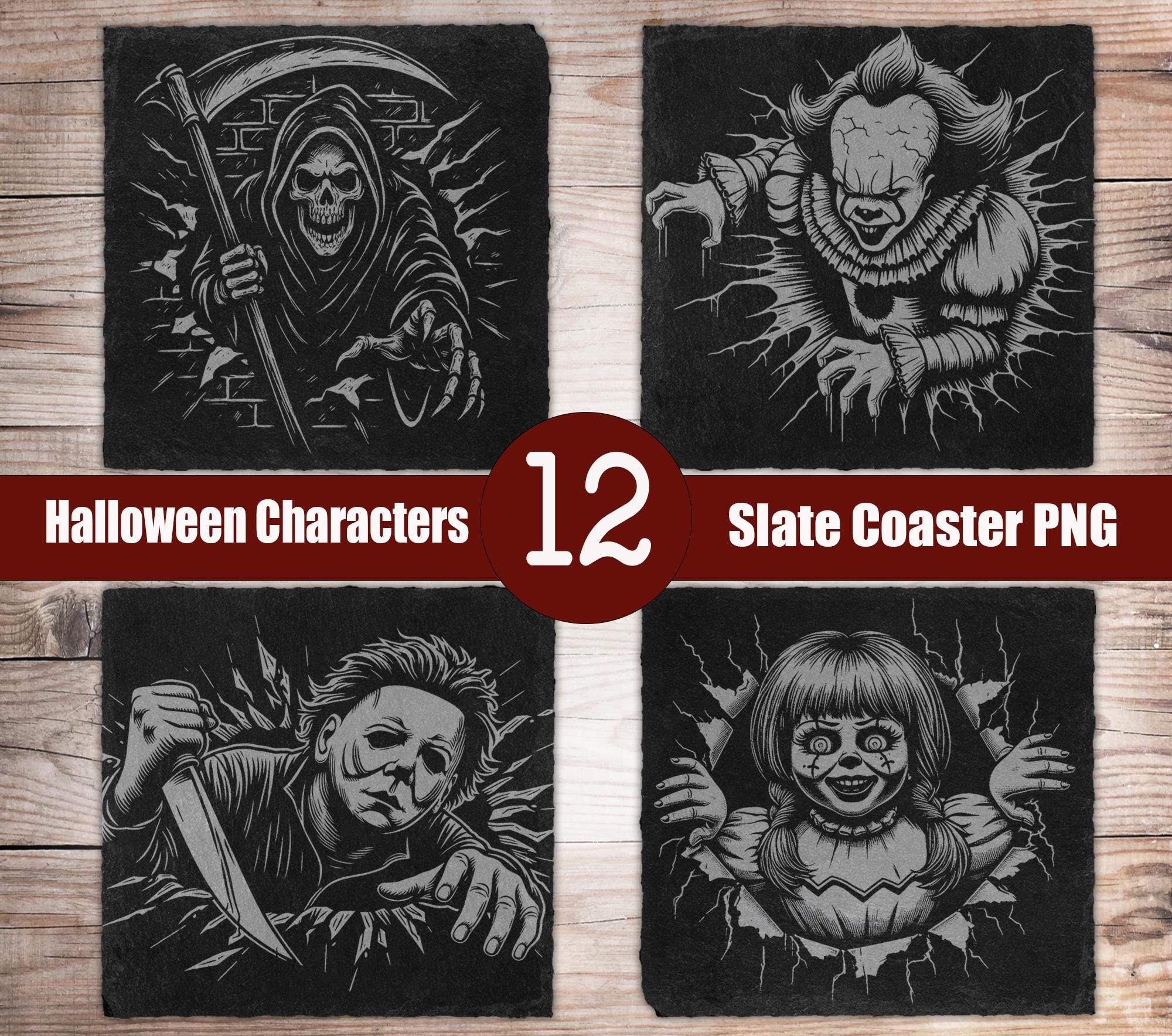Scary Halloween Bundle Slate Laser PNG Files Digital Download ...