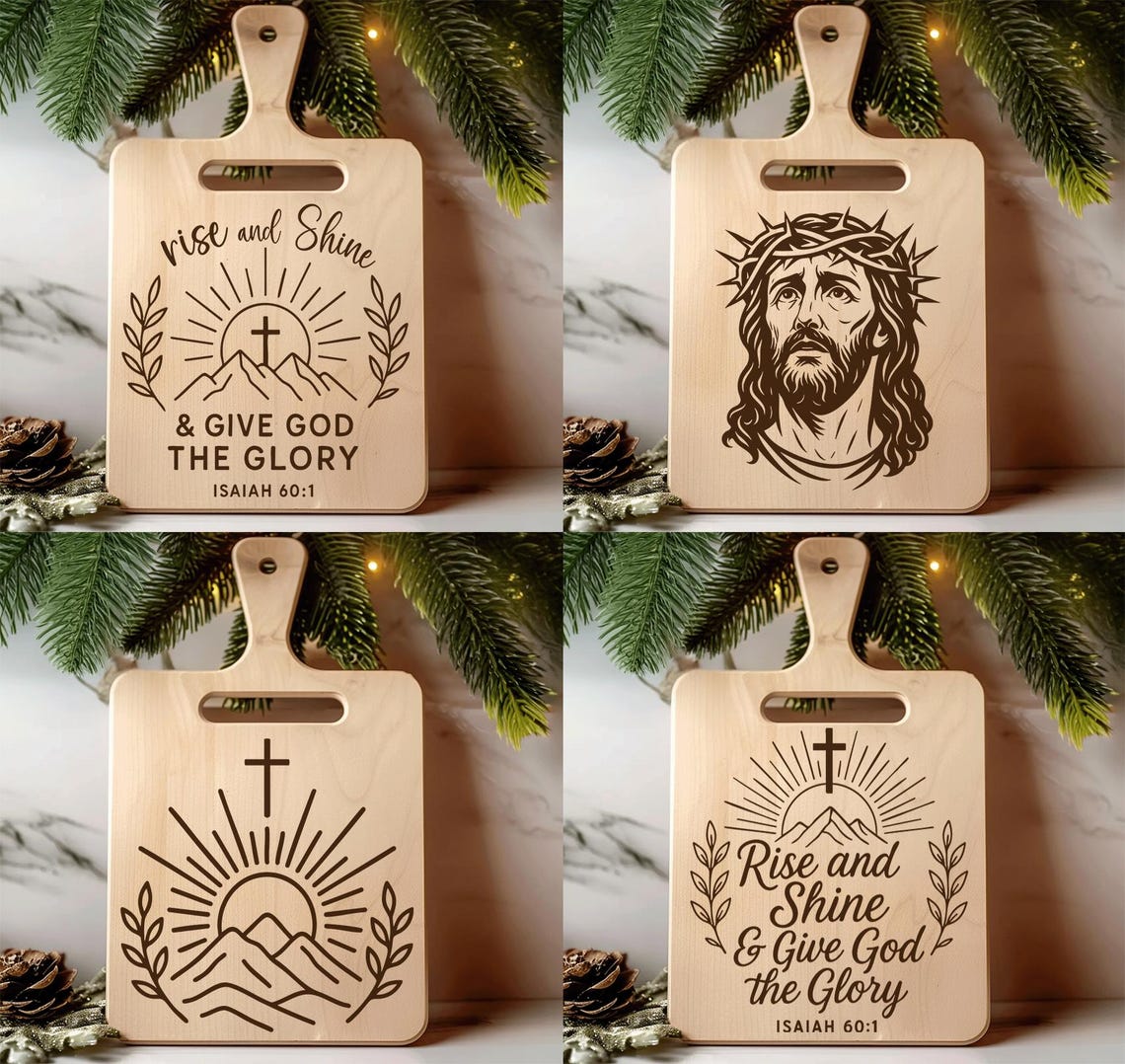 4 Jesus Glory to God Cutting Board Laser Engraved SVG PNG File Designs ...
