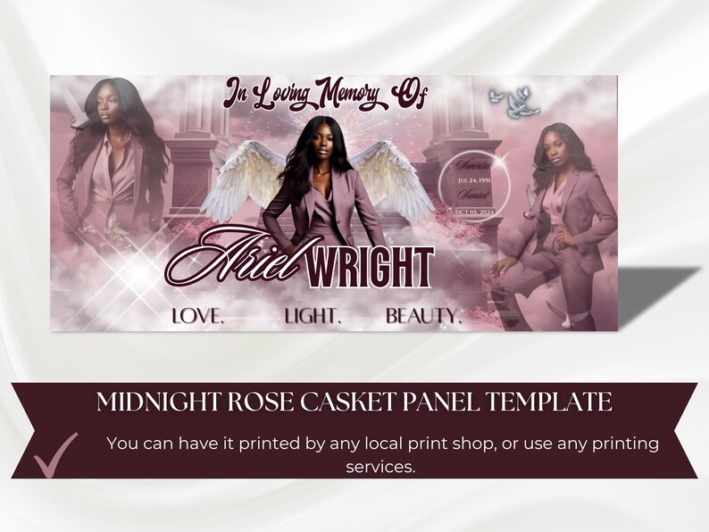 Sky Angel Casket Panel Template | Editable Memorial Insert (canva Pro ...