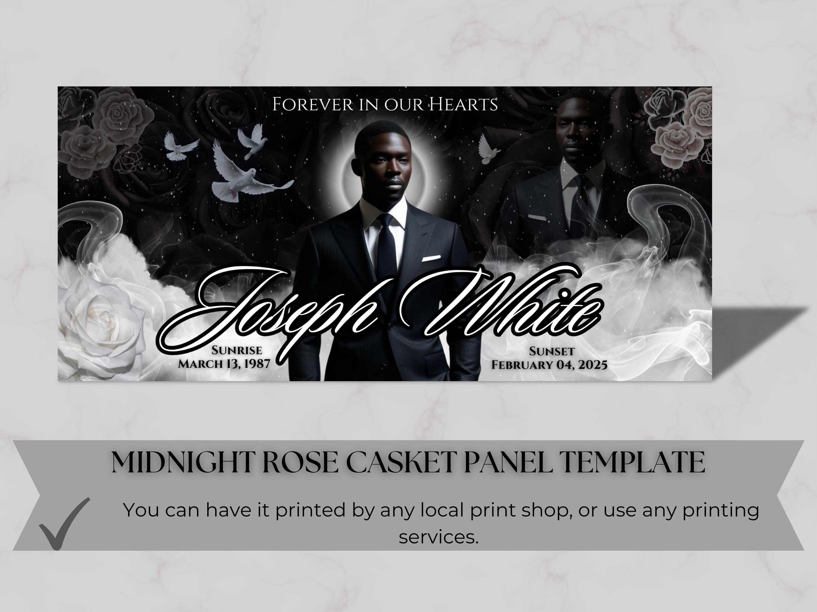 Midnight Rose Funeral Casket Panel | Canva Template | 31 X 14 Inchs ...