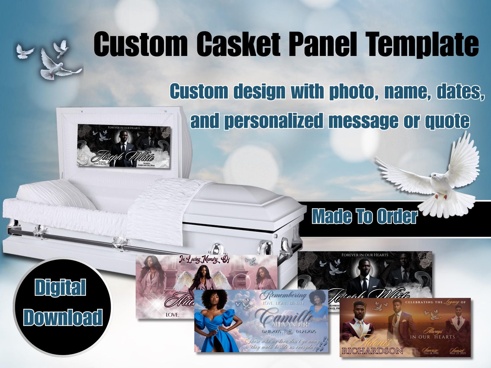 Personalized Casket Panel Template: Memorial Tribute, Funeral Keepsake ...