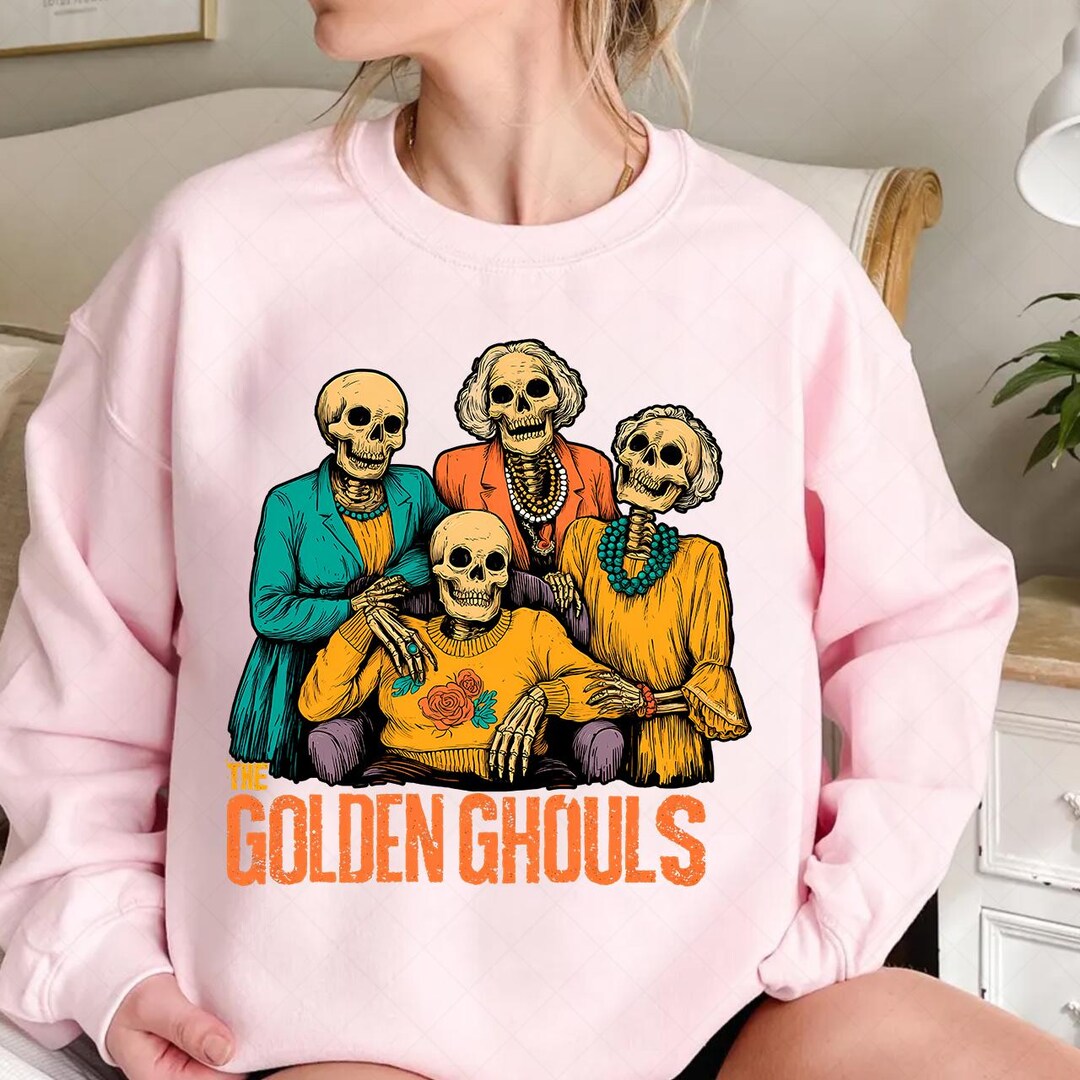 Golden Ghouls Halloween PNG: Vintage Skull Sublimation Design - Etsy