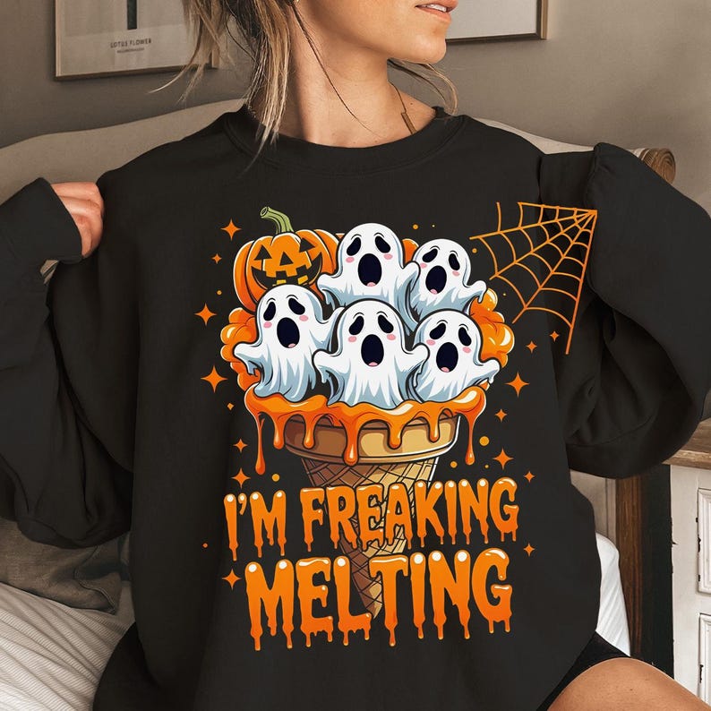 Im Freaking Melting PNG, Funny Ghost Ice Cream Halloween Sublimation ...