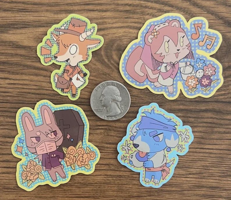 Identity V Animal Crossing Stickers 4pc (IDV, Anne Lester, Aesop Carl ...
