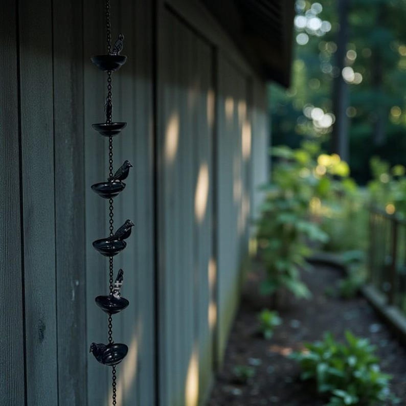 Metal Bird Rain Chain – Bronze & Black Garden Ornament - Etsy