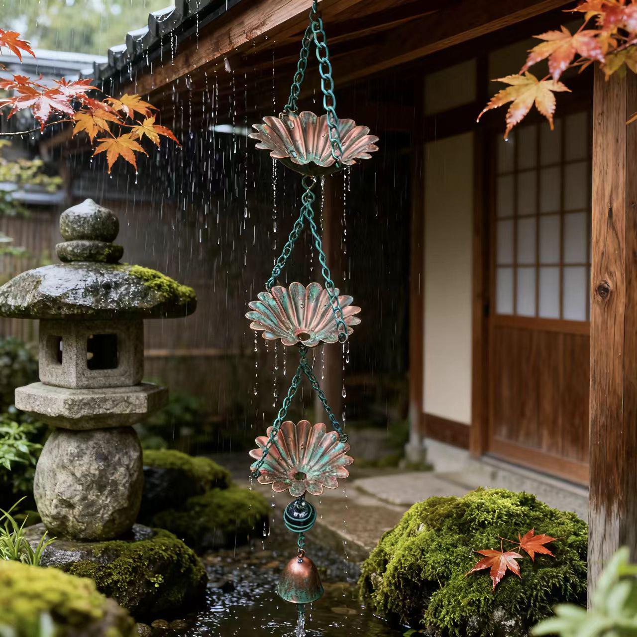 Vintage Green-copper Rain Chain With Bells – Outdoor Drainage, Retro ...
