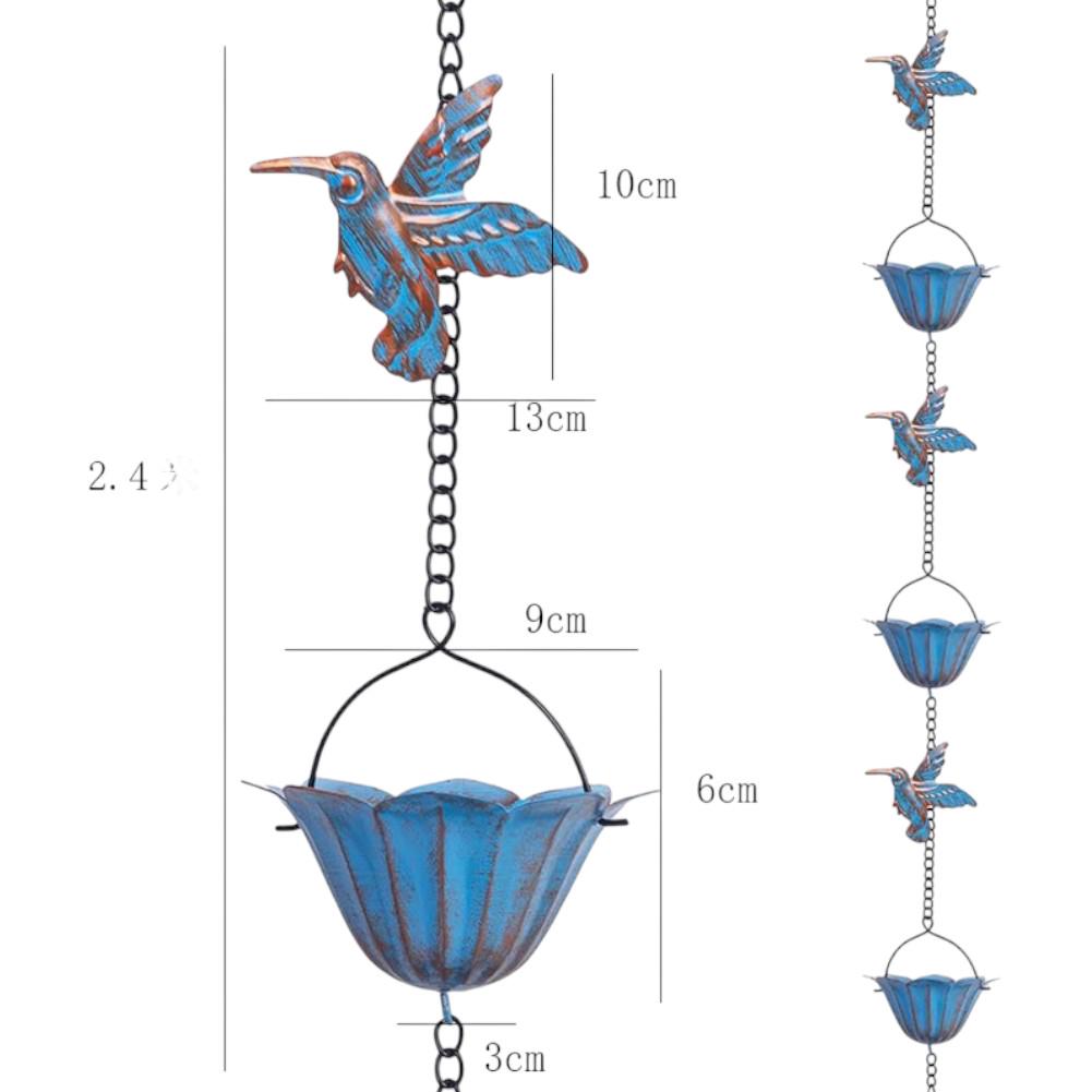 Hummingbird Rain Chain: Antique Blue Metal Garden Downspout (2.4M) - Etsy