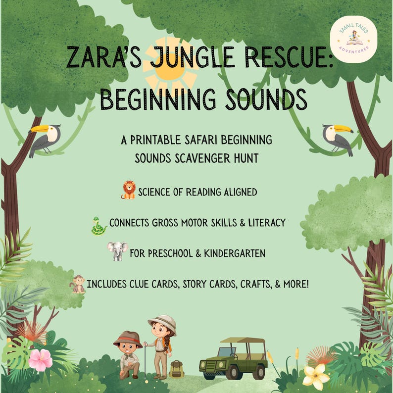 Phonics Game for Preschool | Jungle Literacy Printable | Beginning ...