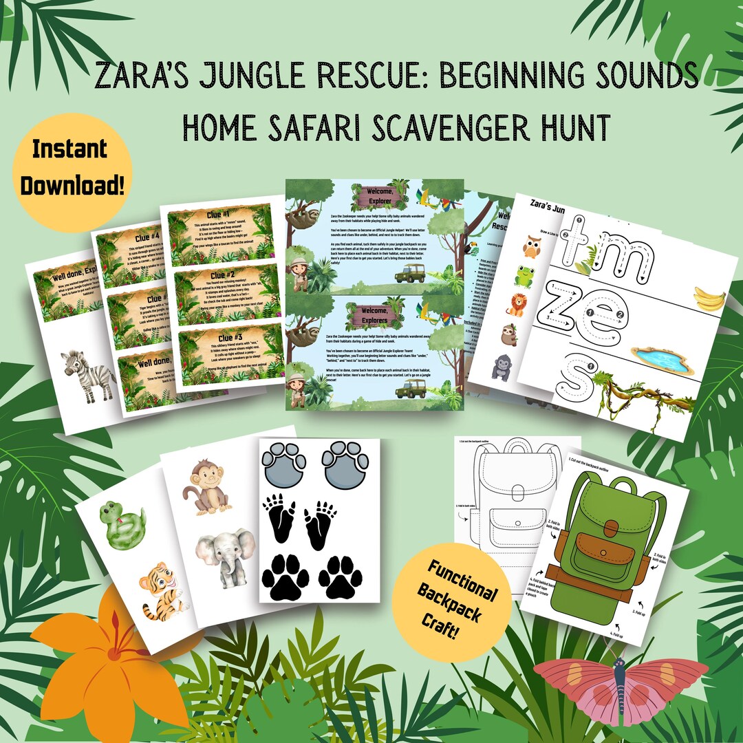 Phonics Game for Preschool | Jungle Literacy Printable | Beginning ...