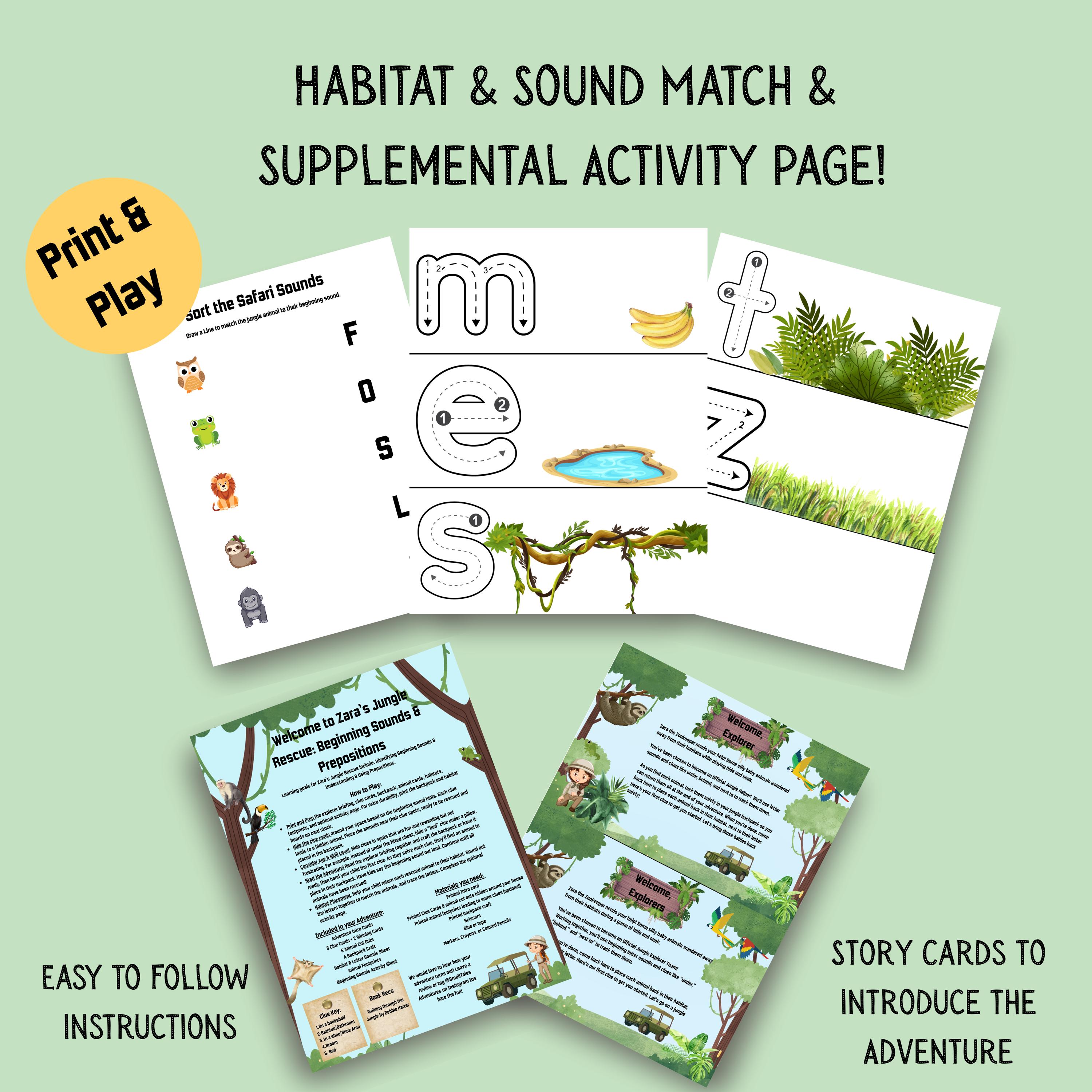 Phonics Game for Preschool | Jungle Literacy Printable | Beginning ...