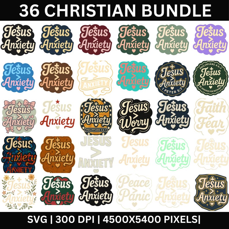 Jesus > Anxiety PNG Bundle: Christian Designs (digital Download) - Etsy