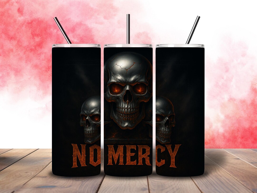 No Mercy Skull PNG, Heavy Metal Skull Wrap for 20 Oz Tumbler With ...