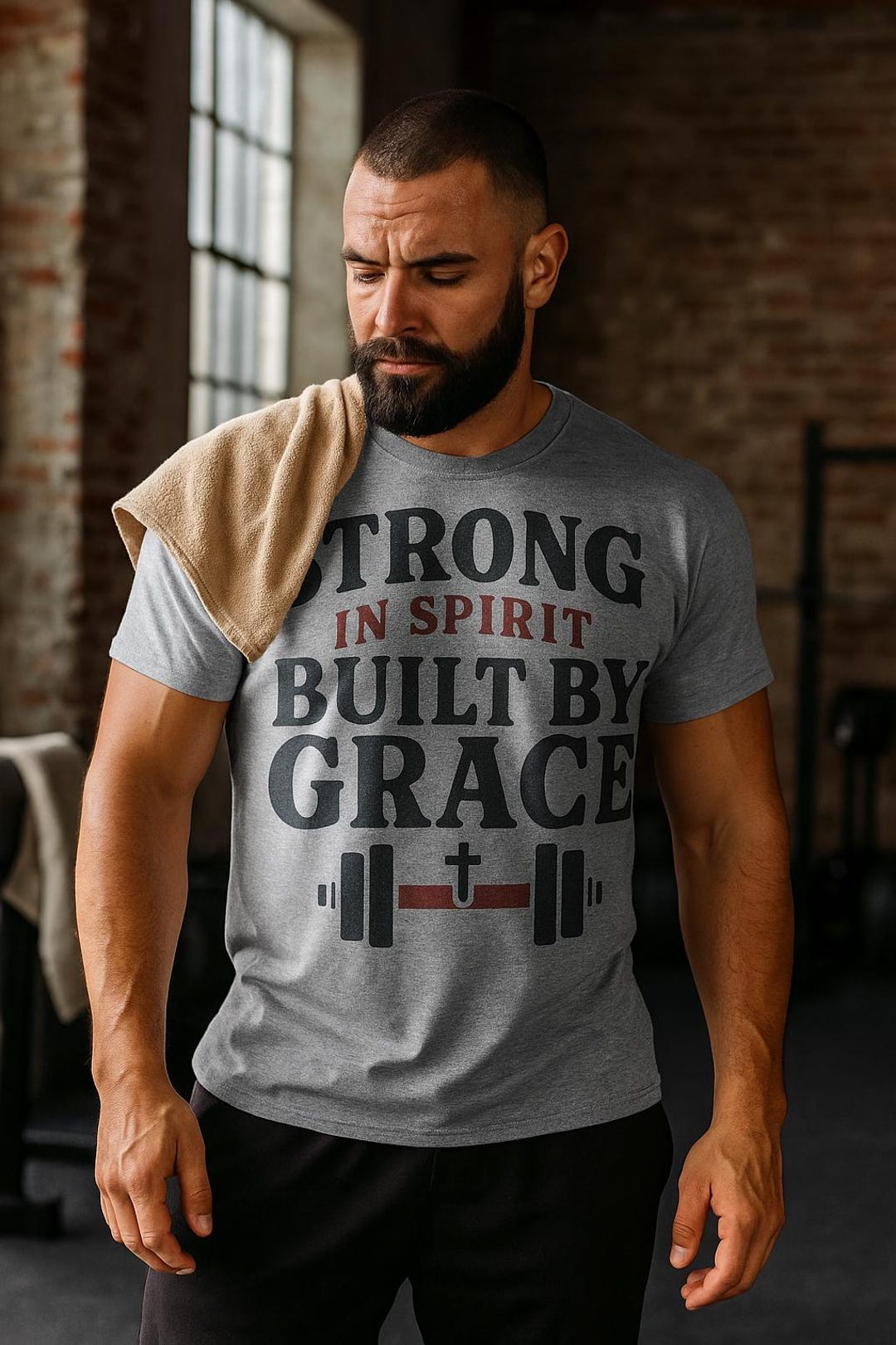 Christian Gym Shirt PNG: Strong in Spirit, Built by Grace (digital ...