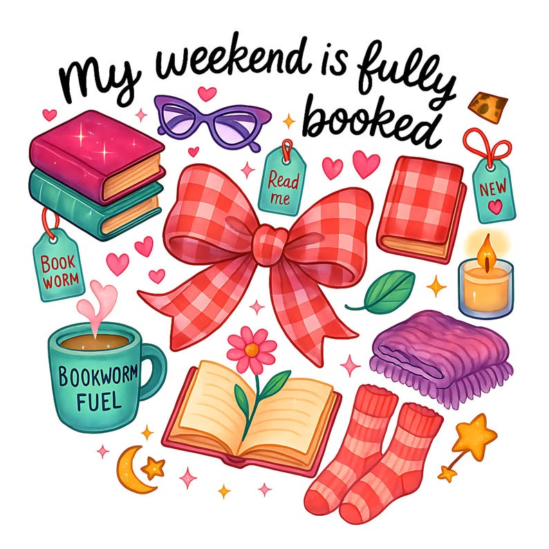 Book Lover PNG: Gingham Bow Clipart for Cozy Sublimation (digital ...