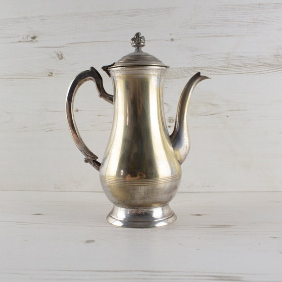 Vintage Silver Plated Tall Tea Pot Coffee Lidded Serving - Etsy