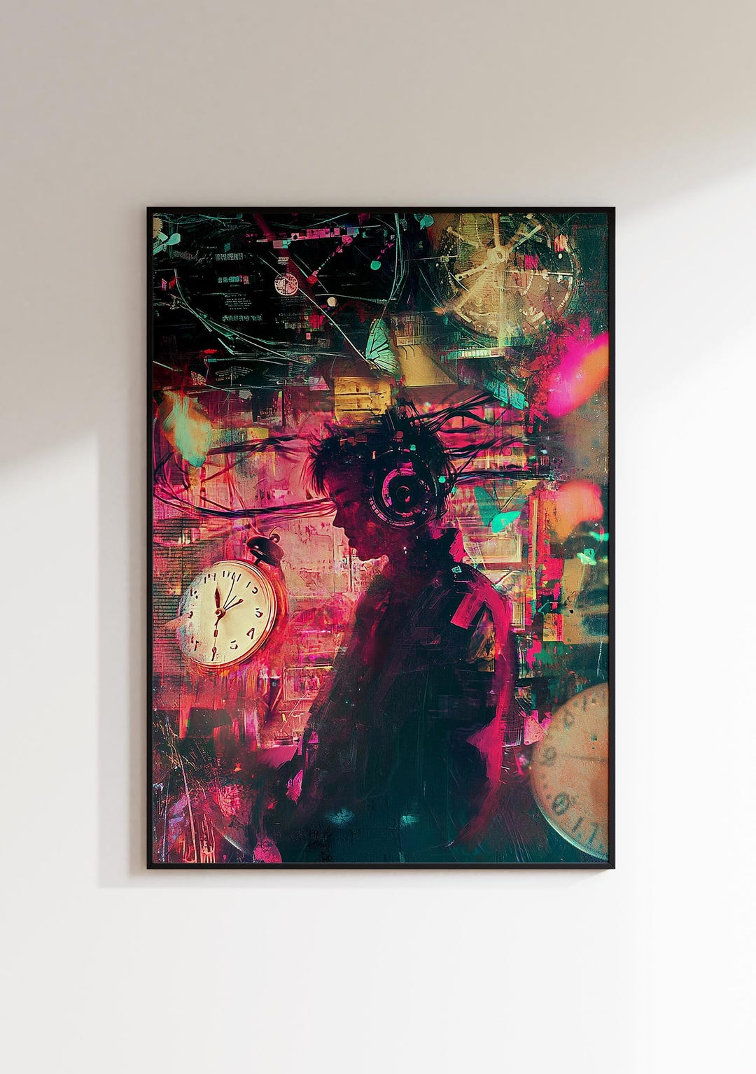 Cyberpunk Wall Art | Surreal Sci-fi Poster | Time Travel Artwork | Neon ...