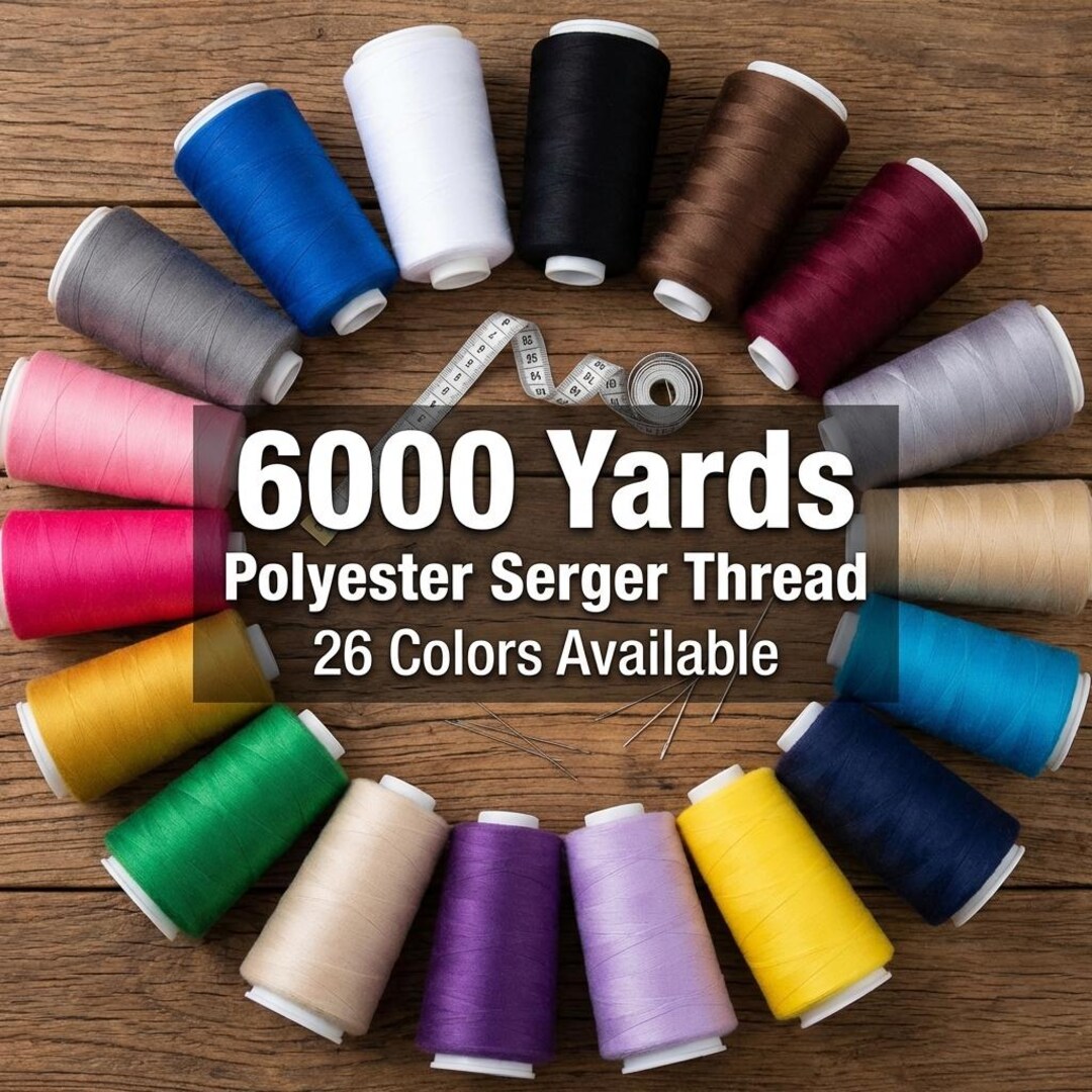 Polyester Serger Thread Cone 6000 Yards – Overlock Sewing Thread for ...