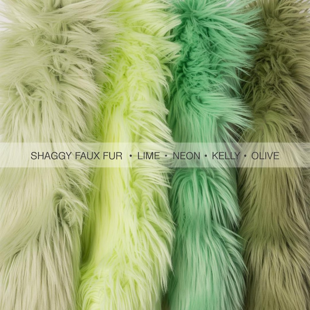 Vibrant Green Shaggy Faux Fur Fabric: Crafts, Fursuits, Cosplay - Etsy