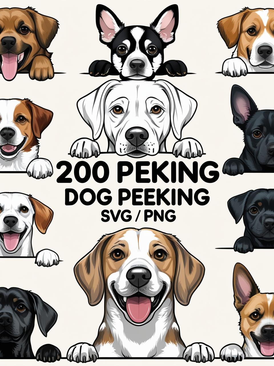 Dog Svg and Png Bundle, 200 Dog Peeking Cuttable File, Complete Dog ...