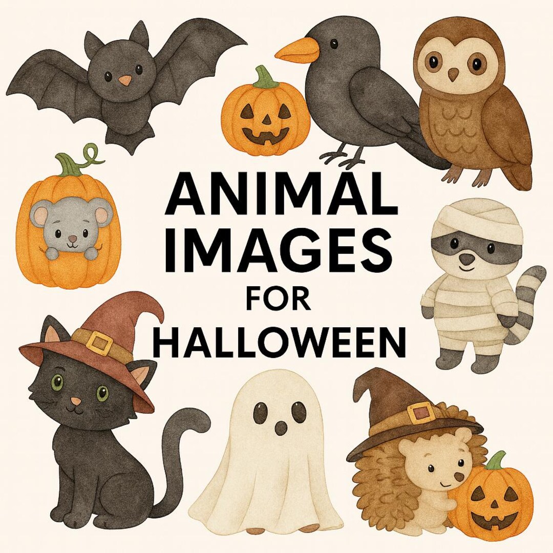 Halloween Animal Clipart | 200 Watercolor Animal Images | Digital ...