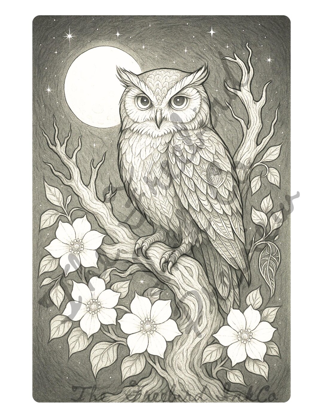 1 "owl Coloring Page Printable – Moonflower Owl Art, Adult Coloring ...