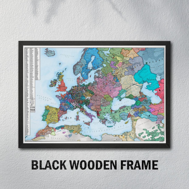 Europe 1444 Historical Map: Handmade Canvas Wall Art - Etsy