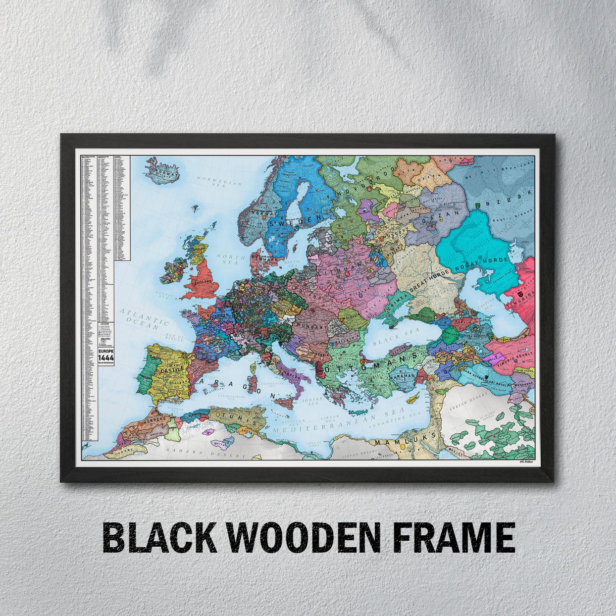 Europe 1444 Historical Map: Handmade Canvas Wall Art - Etsy