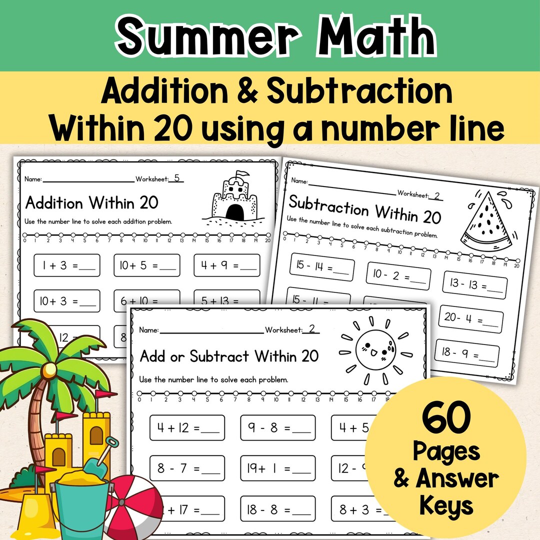 Summer Math Packet for Kindergarten and First Grade | Addition and ...