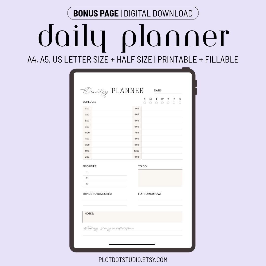 Undated Daily Planner Digital Download + Printable PDF| Gratitude Prompt | Prioritization ...